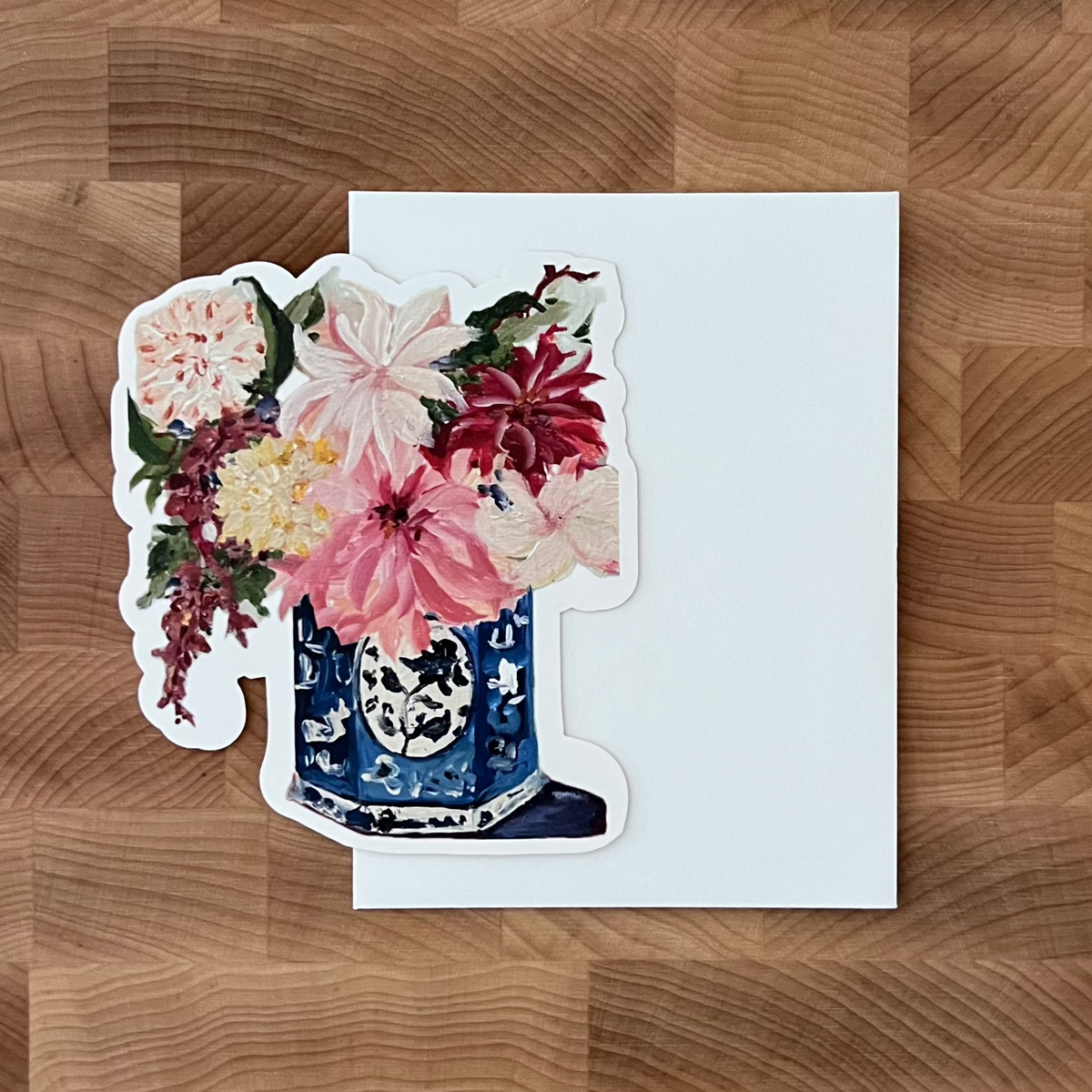 Delft Floral Fancy Die Cut Card – Manna